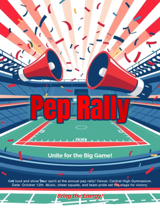 Bold energetic pep rally editable flyer design template templaat ...