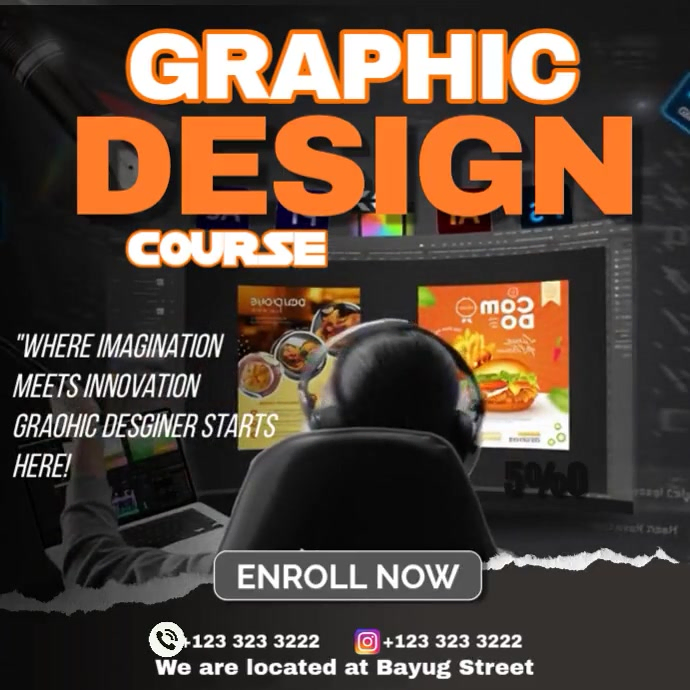 Bold Graphic Design Course Poster Template | PosterMyWall