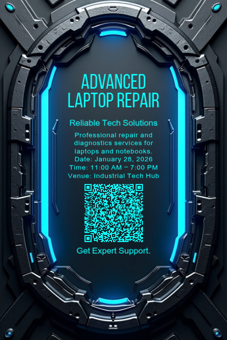 Bold Industrial Laptop Repair Poster Template | PosterMyWall