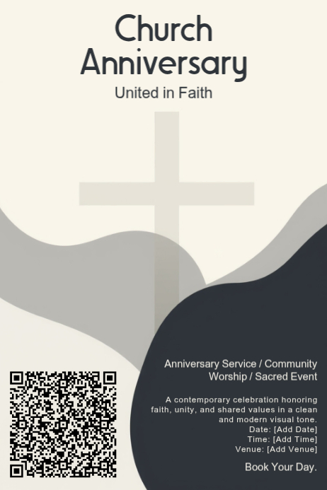 Plantilla de Bold Minimal Church Anniversary Poster with Contemporary ...