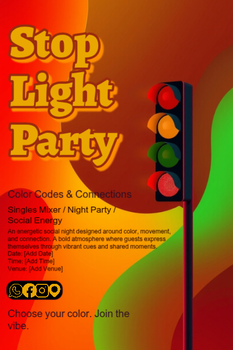 Bold Minimal Stop Light Party Poster Template with Freeform Gradient ...