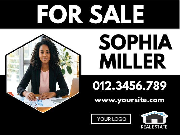 Plantilla de Bold Real Estate Agent For Sale Yard Sign Template ...