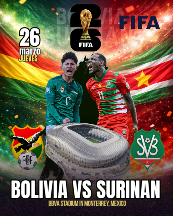 Bolivia vs Surinan repechaje intercontinental 2026 Template | PosterMyWall
