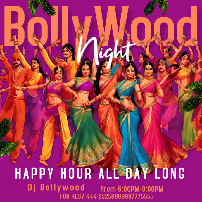 Bollywood night poster templates | PosterMyWall