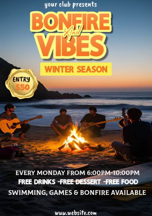 Plantilla de Bonfire and vibes winter season flyer | PosterMyWall