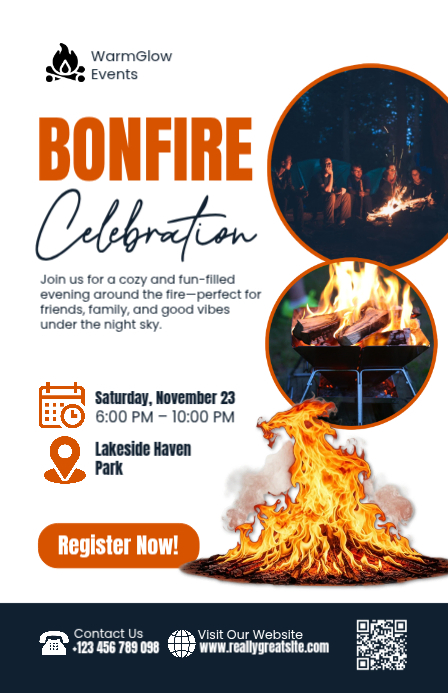 Copy of Bonfire Celebration — Outdoor Night Party Flyer | Editable ...