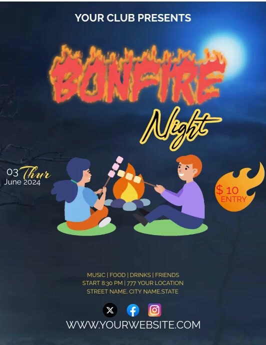 Bonfire night flyer Template | PosterMyWall