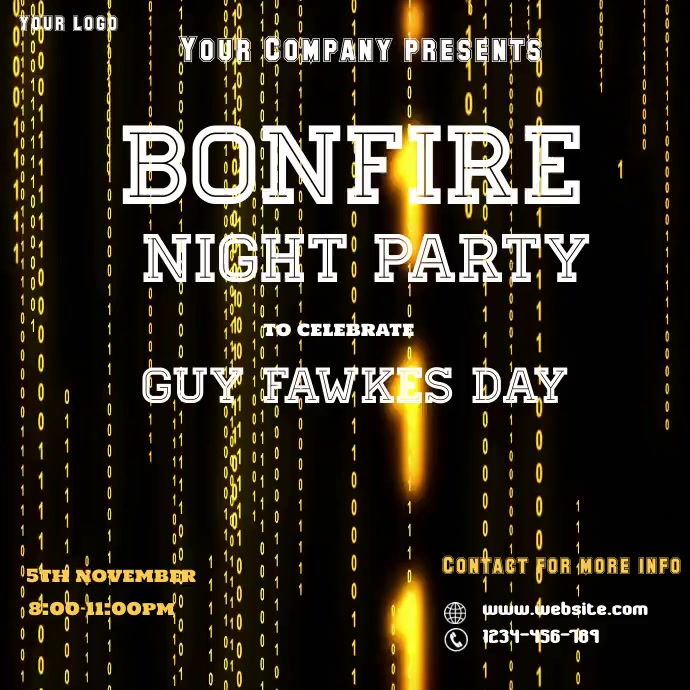 bonfire night party, guy fawkes night (3) Template | PosterMyWall