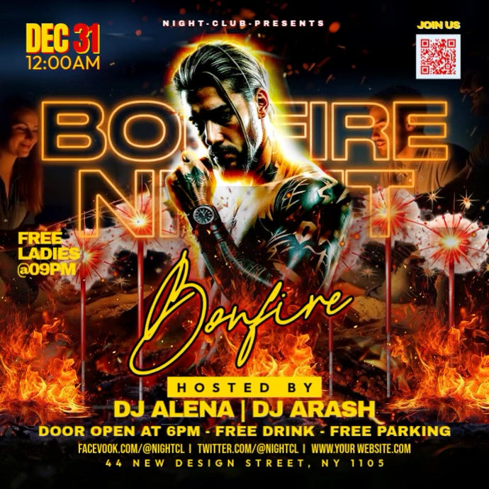 bonfire night party Template | PosterMyWall