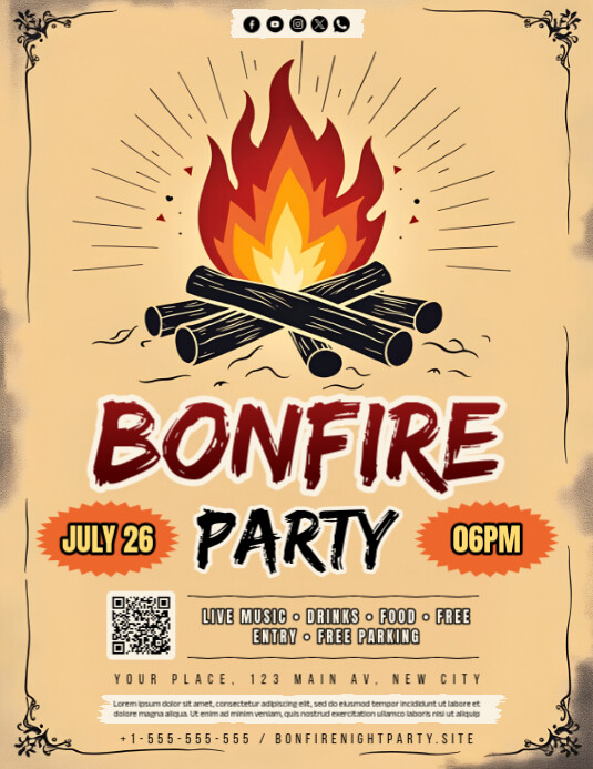 Bonfire Night Party Flyer Template | PosterMyWall