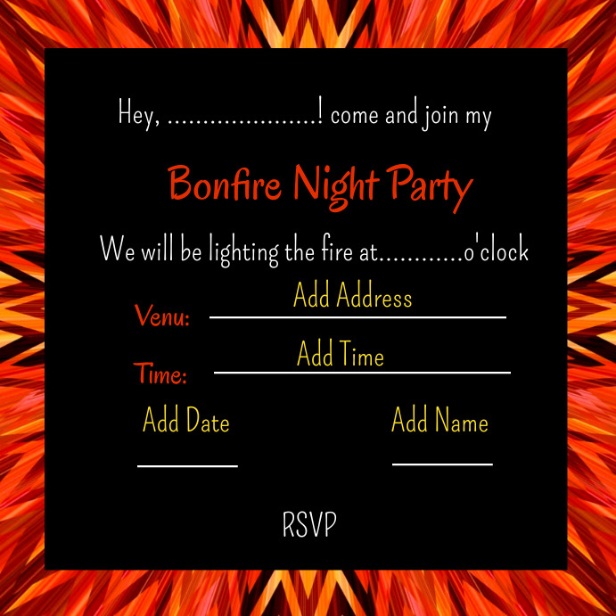 bonfire night party Instagram post (2) Template | PosterMyWall