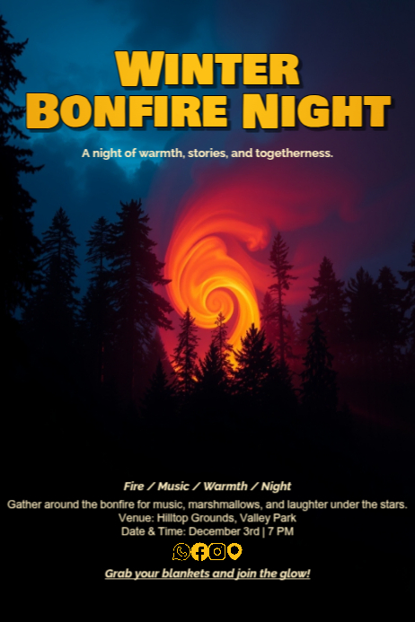 Bonfire Night Poster Template | Cinematic Autumn Campfire Design ...