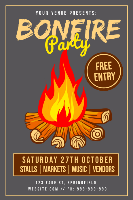 Bonfire Party Poster Template | PosterMyWall