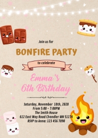 Autumn smore camp bonfire invitation Template | PosterMyWall