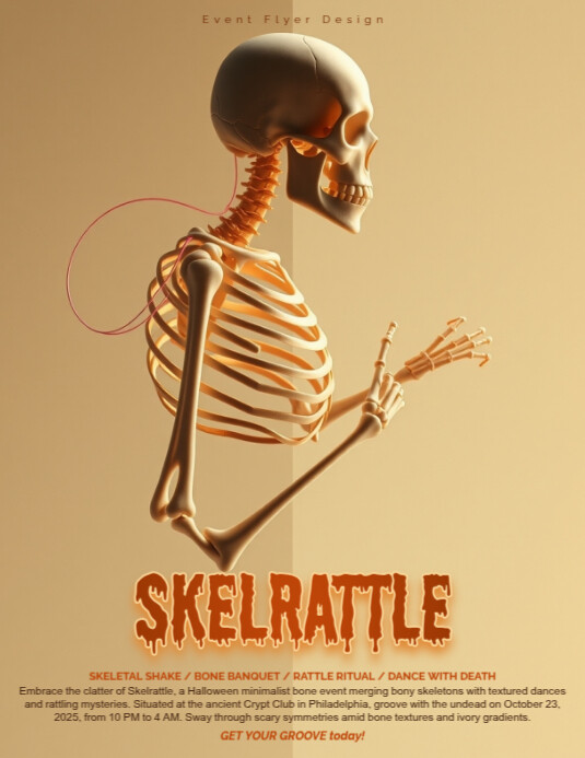 Bony Skeleton Halloween Minimalist Bone Flyer Design Template ...