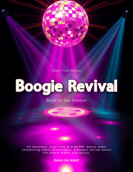 Boogie revival vintage disco flyer template | PosterMyWall