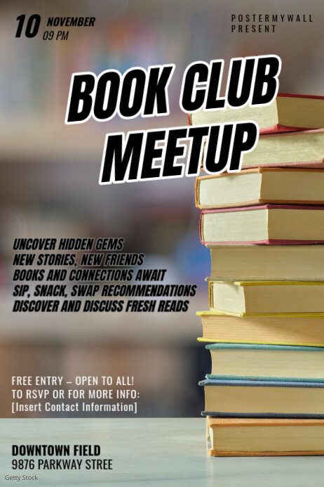 Copy of Book Club Meetup Poster Template | PosterMyWall