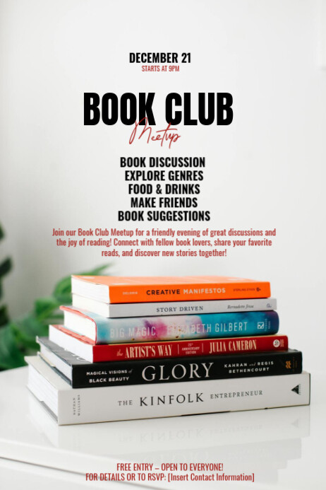 Book Club Meetup Poster Template | PosterMyWall