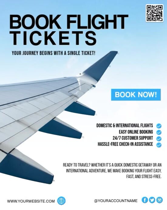 BOOK FLIGHT POSTER Template | PosterMyWall