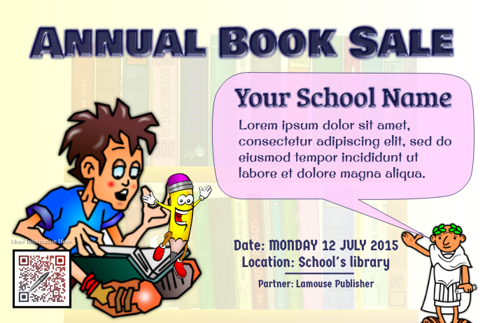 School poster - Book sale event - Cartoon style Template | PosterMyWall