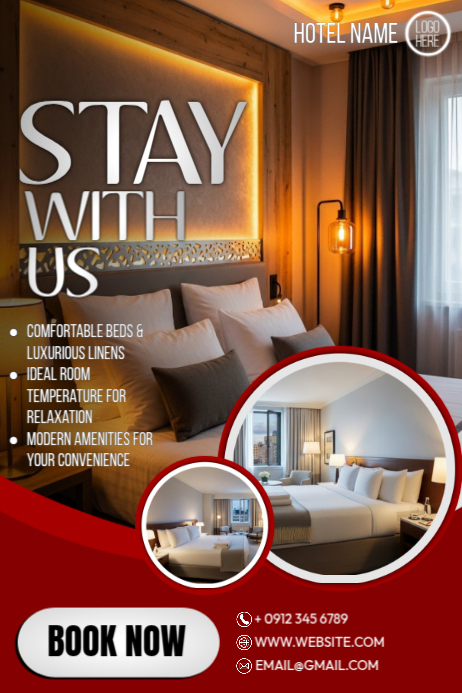 Book Your Stay at Our Luxury Hotel Today! Template | PosterMyWall