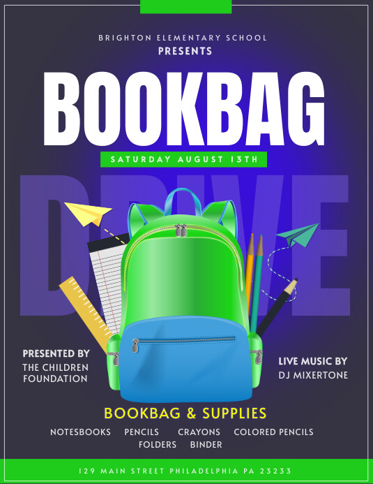 Bookbag drive Template | PosterMyWall