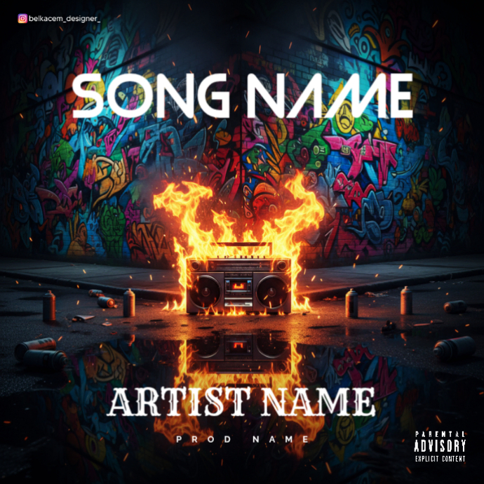 Boombox Street Fire Album Cover Template | PosterMyWall