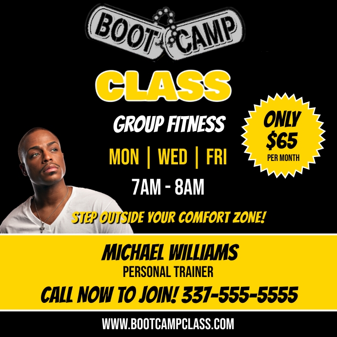 Copy of BOOT CAMP GROUP FITNESS CLASS FLYER TEMPLATE | PosterMyWall