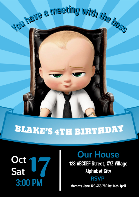 Boss Baby Birthday Invitation Template | PosterMyWall