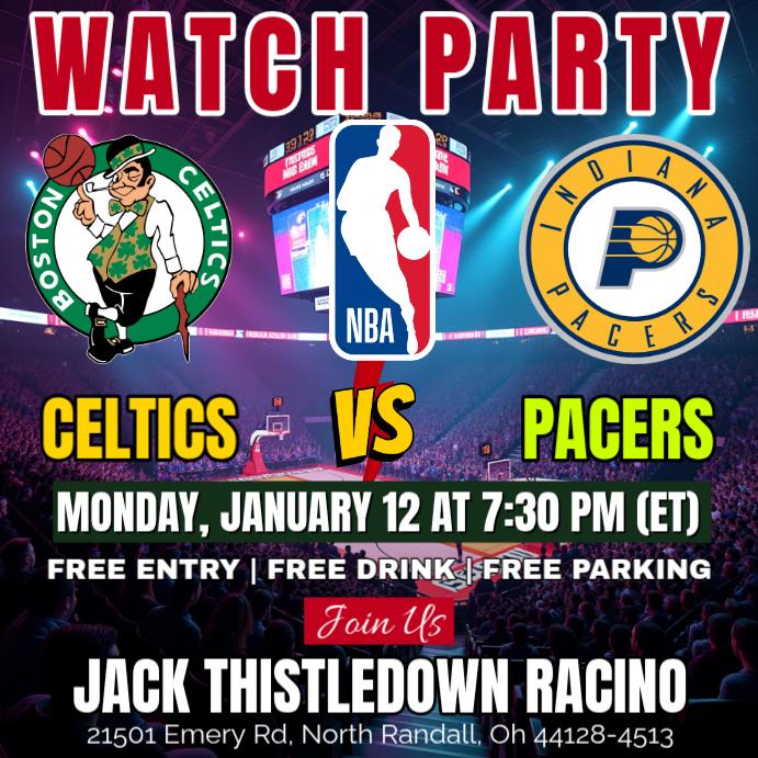 Boston Celtics Vs Indiana Pacers NBA 2026 Watch Party Instagram Post ...