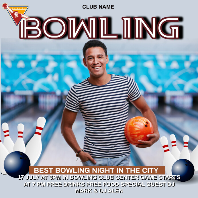 Bowling ad 🎳 Template | PosterMyWall