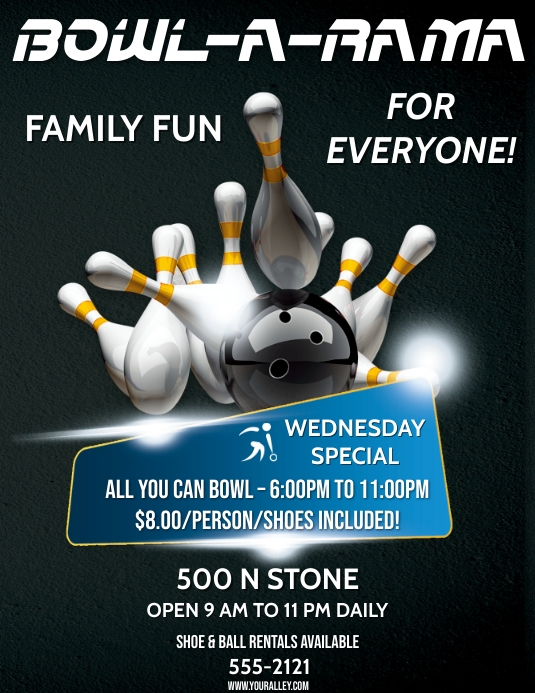 BOWLING ALLEY Template | PosterMyWall