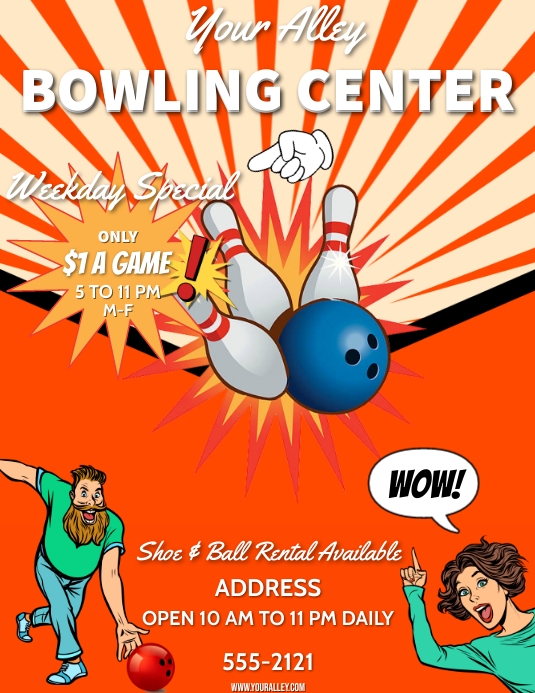 BOWLING ALLEY Template | PosterMyWall