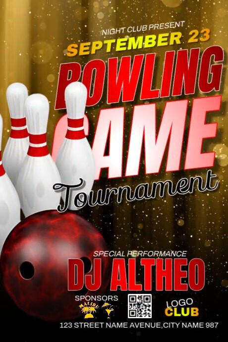Plantilla de Bowling Game Ads | PosterMyWall