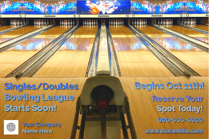 bowling league flyer party announcement Facebook post Template ...