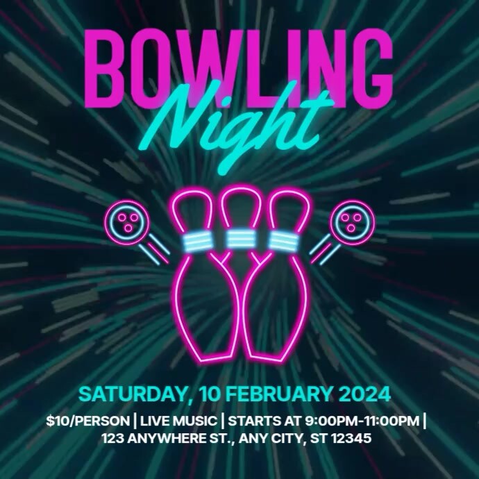 Bowling Night Ads Flyer Templat | PosterMyWall
