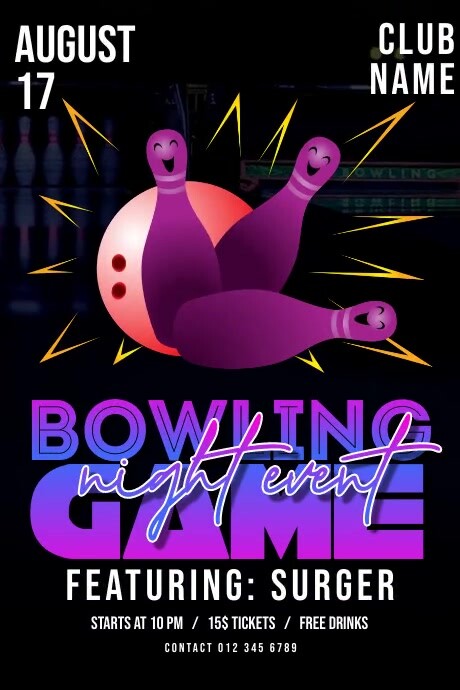 Modèle Bowling Night Event | PosterMyWall