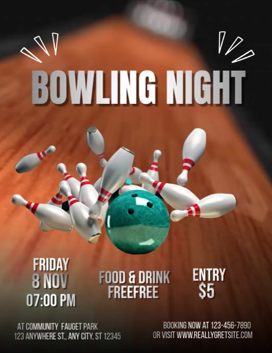 Plantilla de bowling night event | PosterMyWall
