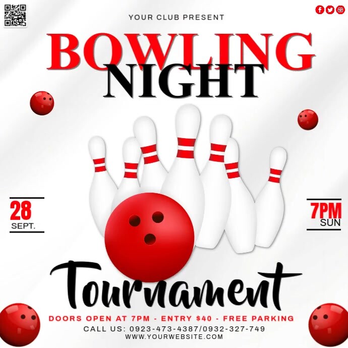 BOWLING NIGHT EVENT TOURNAMENT POSTER Template | PosterMyWall
