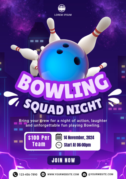 Bowling Night Flyer Template | PosterMyWall