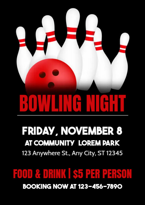 Plantilla de Bowling Night Tournament | PosterMyWall
