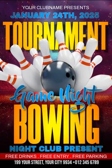 Bowling Tournament Game Night Template | PosterMyWall