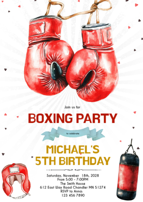 Boxing birthday party theme invitation Template | PosterMyWall