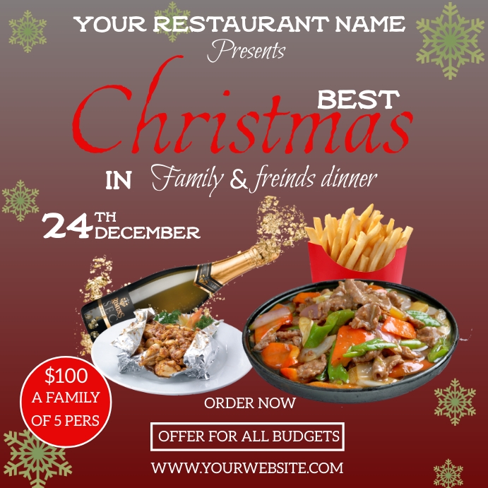 boxing day family and frein dinner template | PosterMyWall