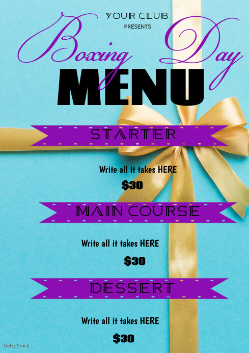 Boxing Day Menu Template | PosterMyWall