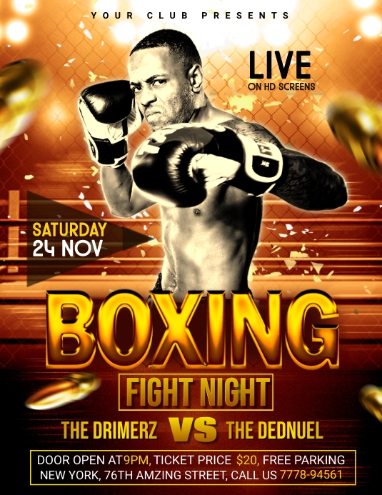 De Modelo De Panfleto De Luta De Boxe De | PosterMyWall