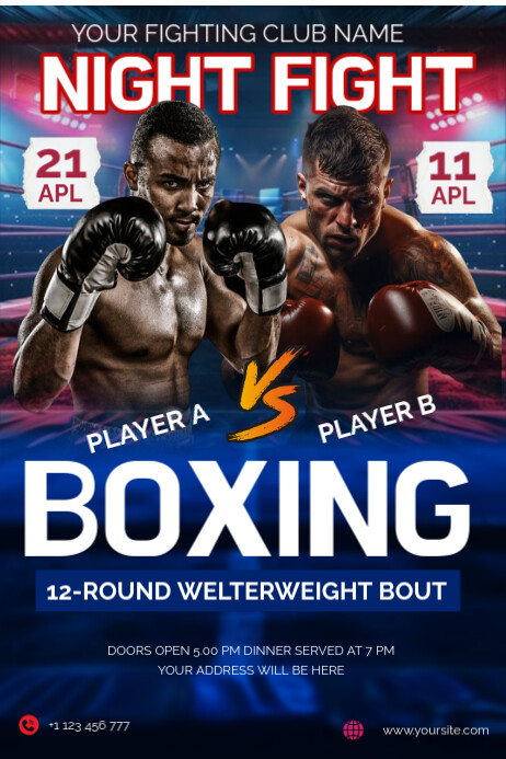 Plantilla de Boxing Fights Events Poster Template Design | PosterMyWall