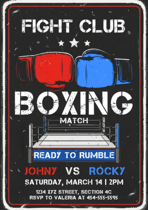 Boxing Match Invitation Boxing Fight Night Invitation Template ...