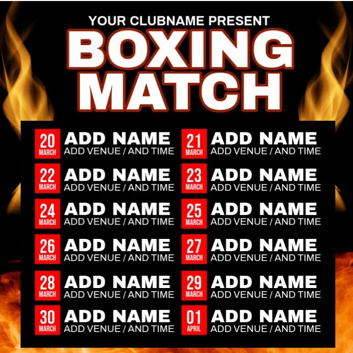 Copy of Boxing Match Schedule | PosterMyWall