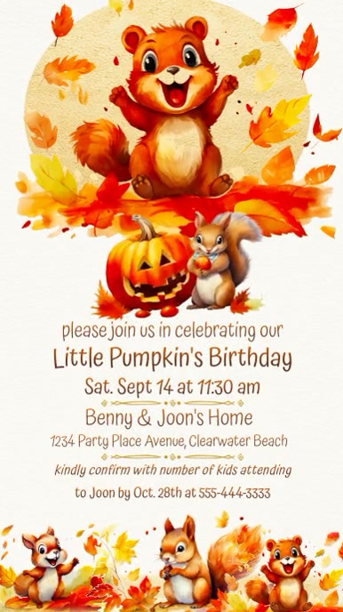 Boy's Birthday Party Fall Invitation Template | PosterMyWall